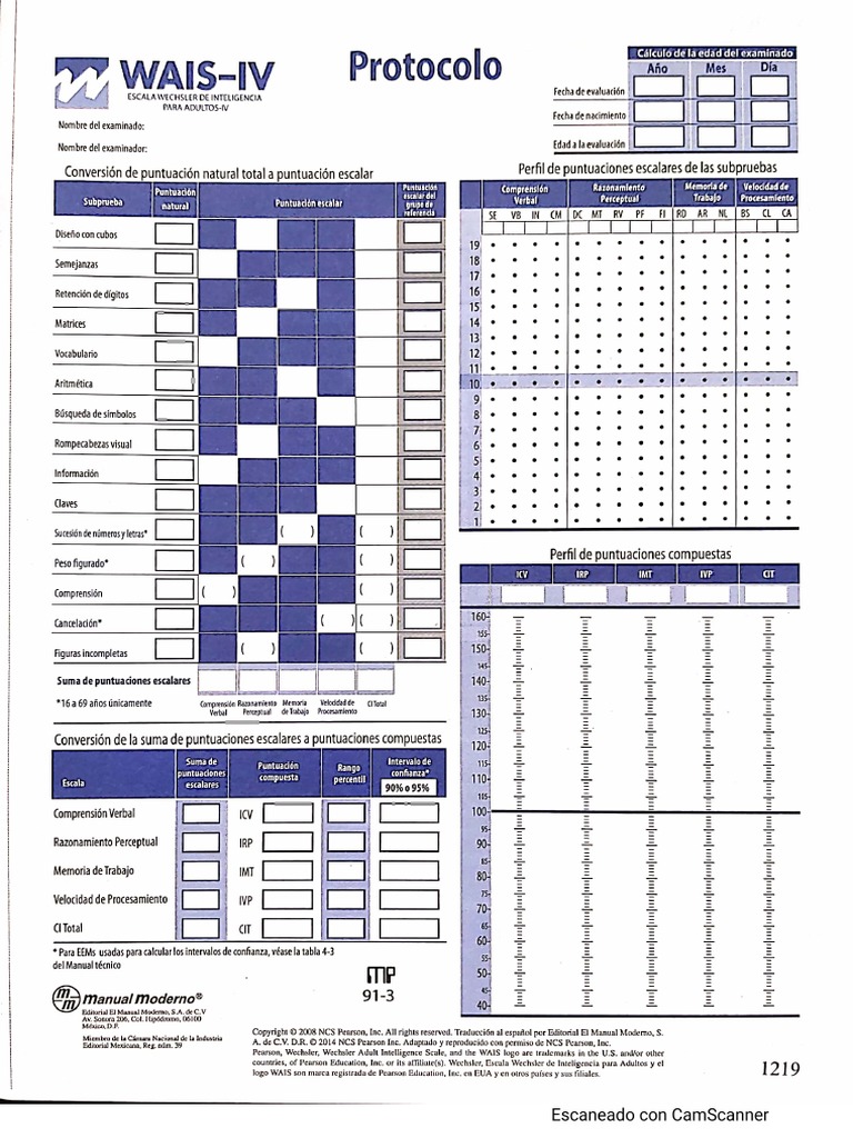Protocolo Wais-Iv | PDF
