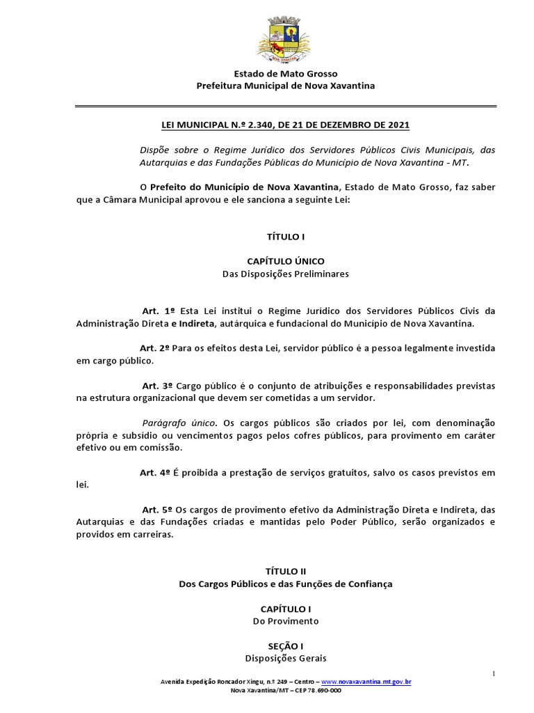 Estatuto Do Servidor Publico Municipal | PDF | Direito