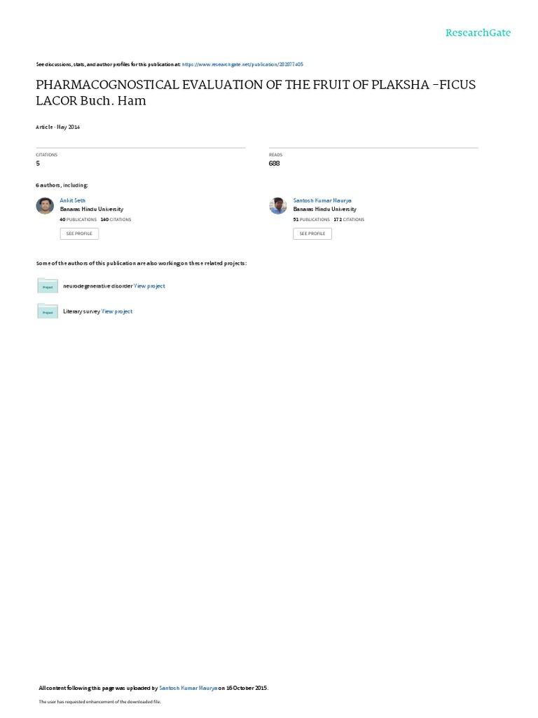 Pharmacognostical Evaluation of The Fruit of Plaksha - Ficus LACOR Buch ...