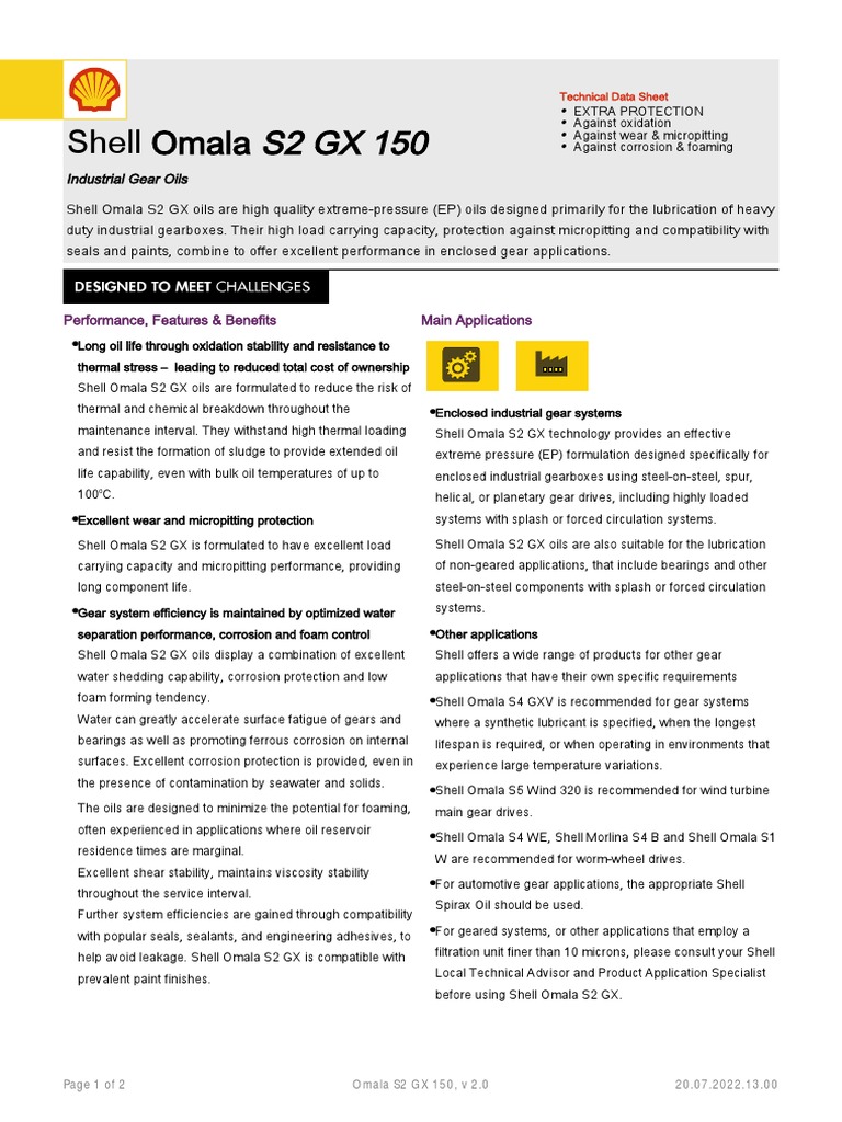 Shell Omala S2 GX 150 Gear Oil Guide | PDF