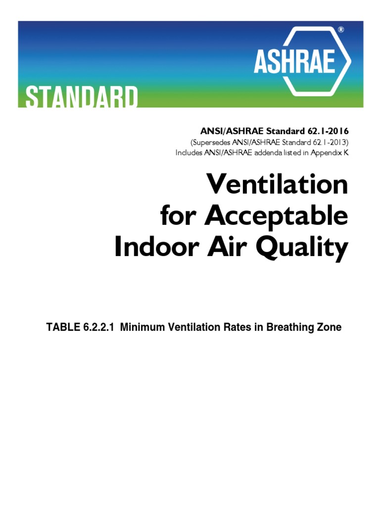 ASHRAE 62.1 Ventilation Rates in Breathing Zone | PDF