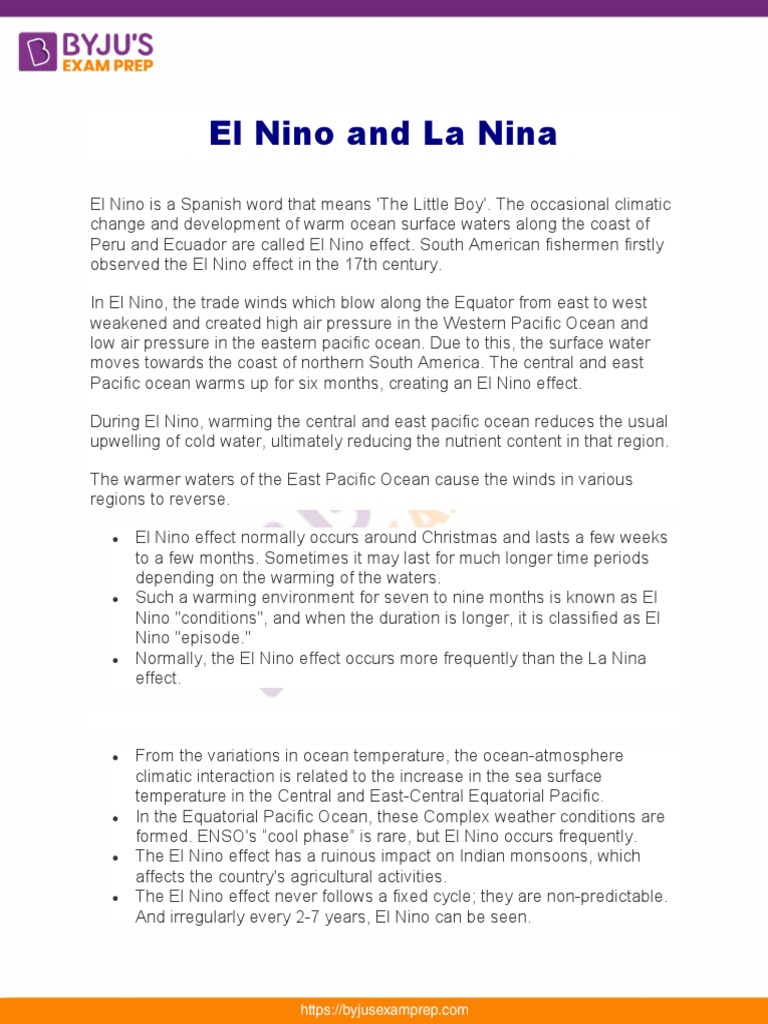 El Nino and La Nina Upsc Notes 27 | PDF