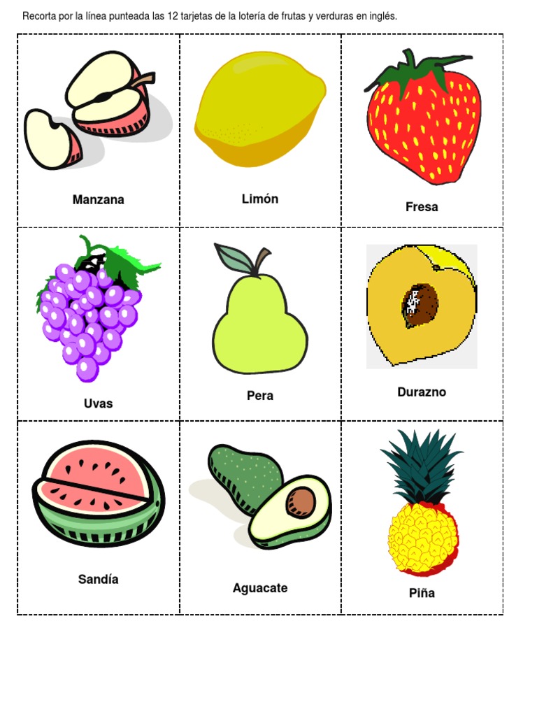 Lotería de Frutas y Verduras para Imprimir | PDF | Vegetales | Plantas