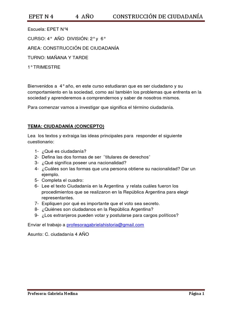 Construcción De Ciudadania Práctico 1 Año 2021 Pdf