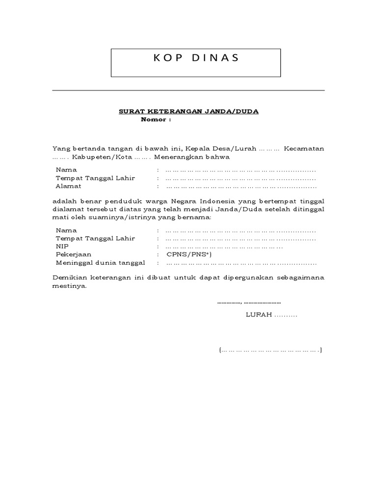 Surat Keterangan Janda Duda | PDF