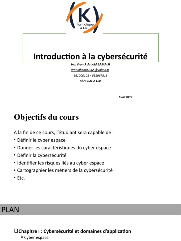 INTRODUCTION A LA CYBERSECURITE - Chap III | PDF | Sécurité | Sécurité des systèmes d'information