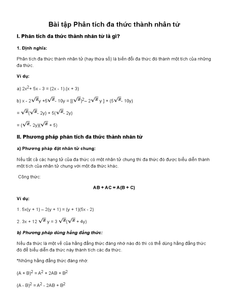 Bai Tap Phan Tich Da Thuc Thanh Nhan Tu | PDF
