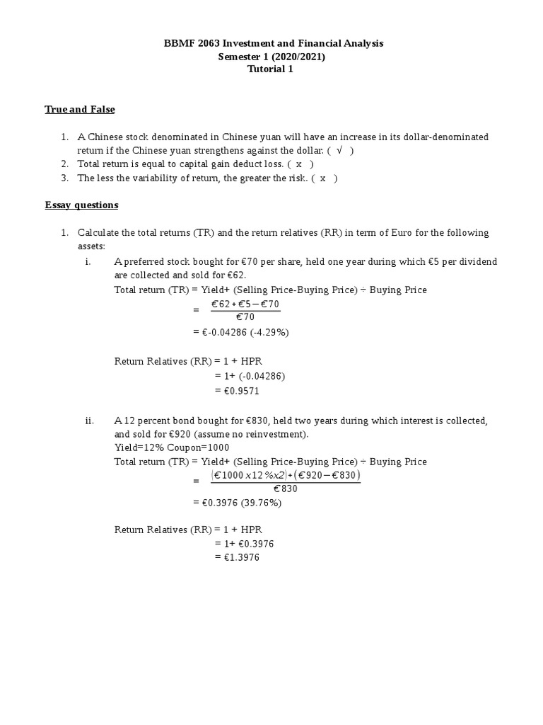 IFA Tutorial Answer | PDF