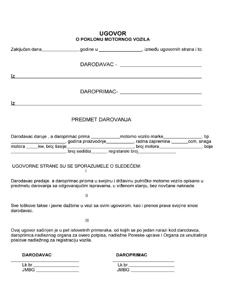 Ugovor o Poklonu-1 | PDF