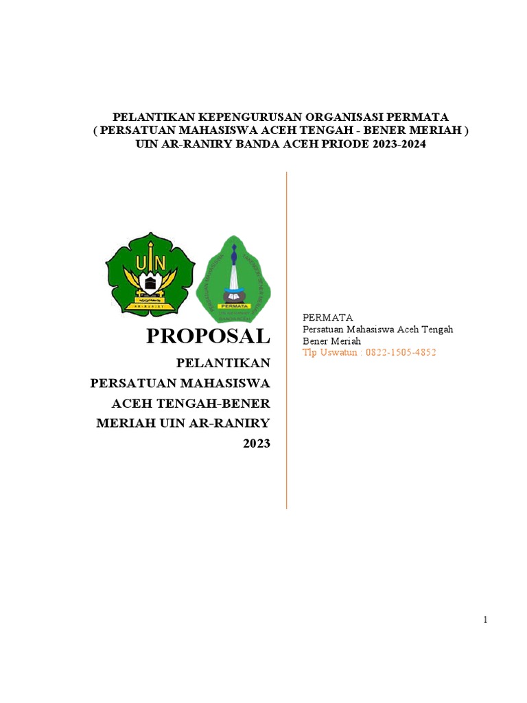 Proposal Pelantikan PERMATA | PDF