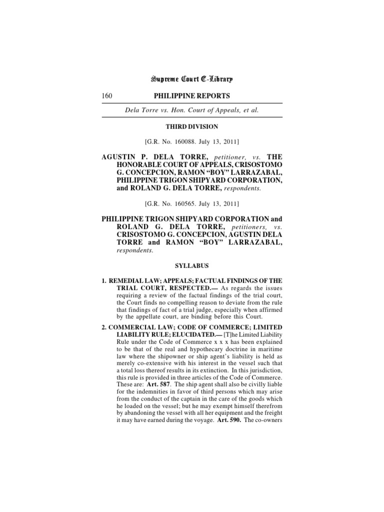 Dela Torre vs. CA Limited Liability Rule | PDF | Legal Liability | Lease