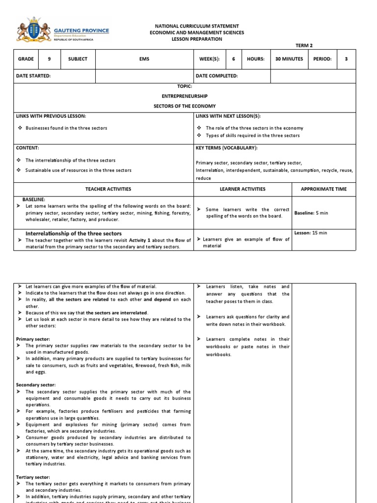Week 6 Lesson Plan 3 - Interrelationship | PDF | Resource | Recycling