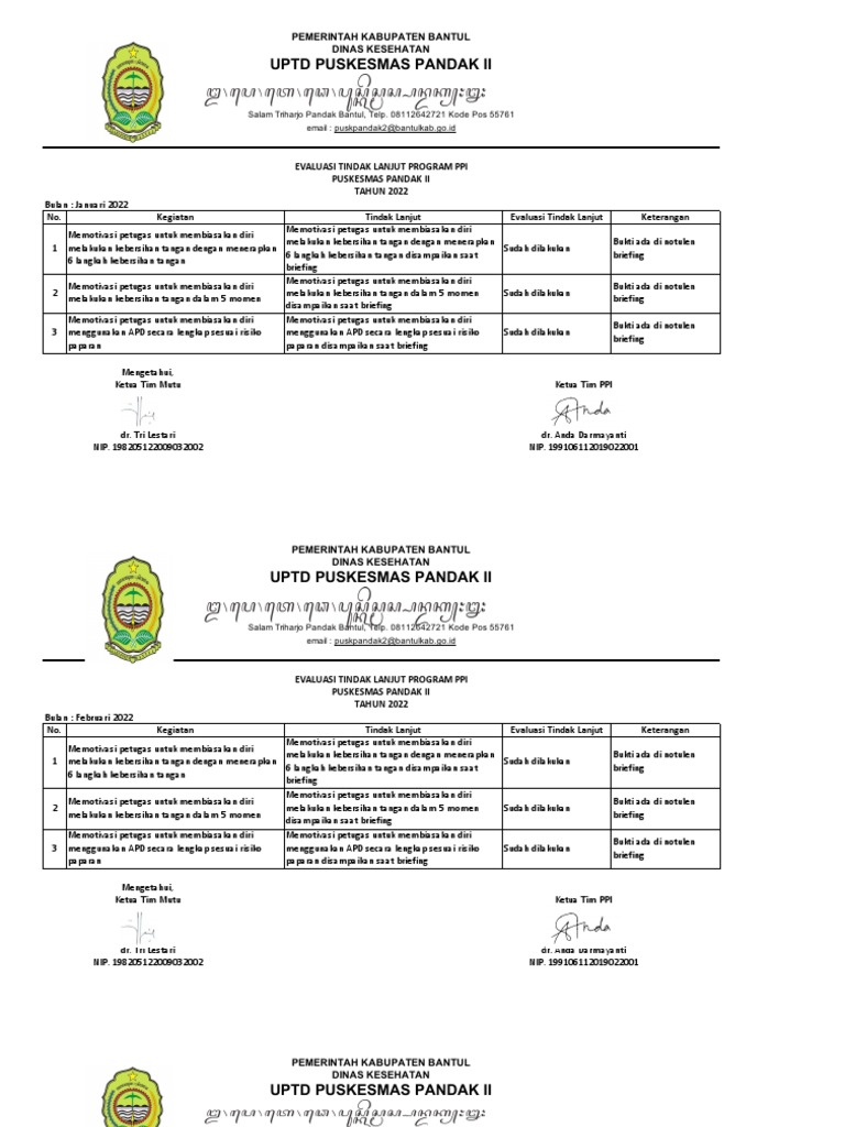 Evaluasi Dan Tindak Lanjut KKT Dan APD | PDF
