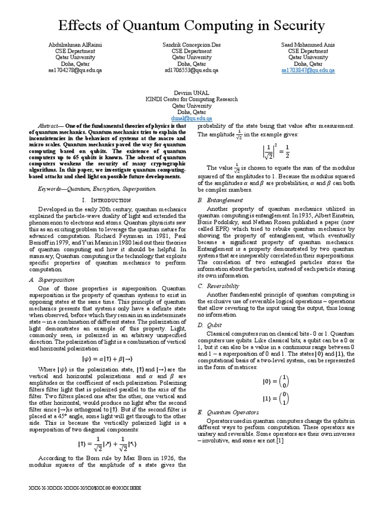 Effects of Quantum Computing in Security | PDF | Cryptography | Quantum ...