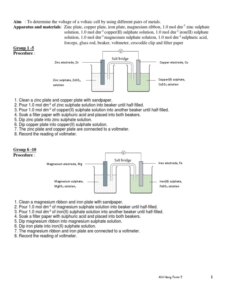 Form 5 Chemistry Experiment | PDF | Redox | Electrochemistry