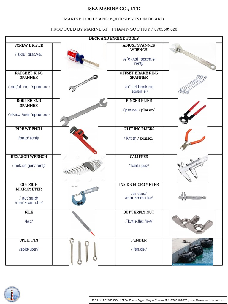 Marine Tools and Equipments On Board | PDF | Tools | Manufactured Goods