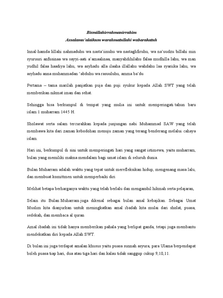 Refleksi dan Amalan di Bulan Muharram | PDF