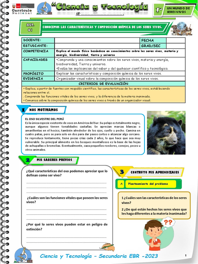 A-1º Act 1 Cyt Unid 1 - Sem 1 | PDF | Organismos | Ciencias fisicas
