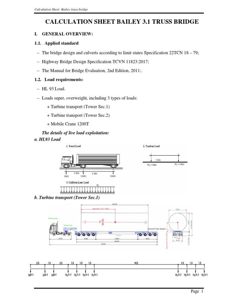 Bailey BRIDGE CALCULATION 3-1 L 18m, Page 1-5 | Download Free PDF ...