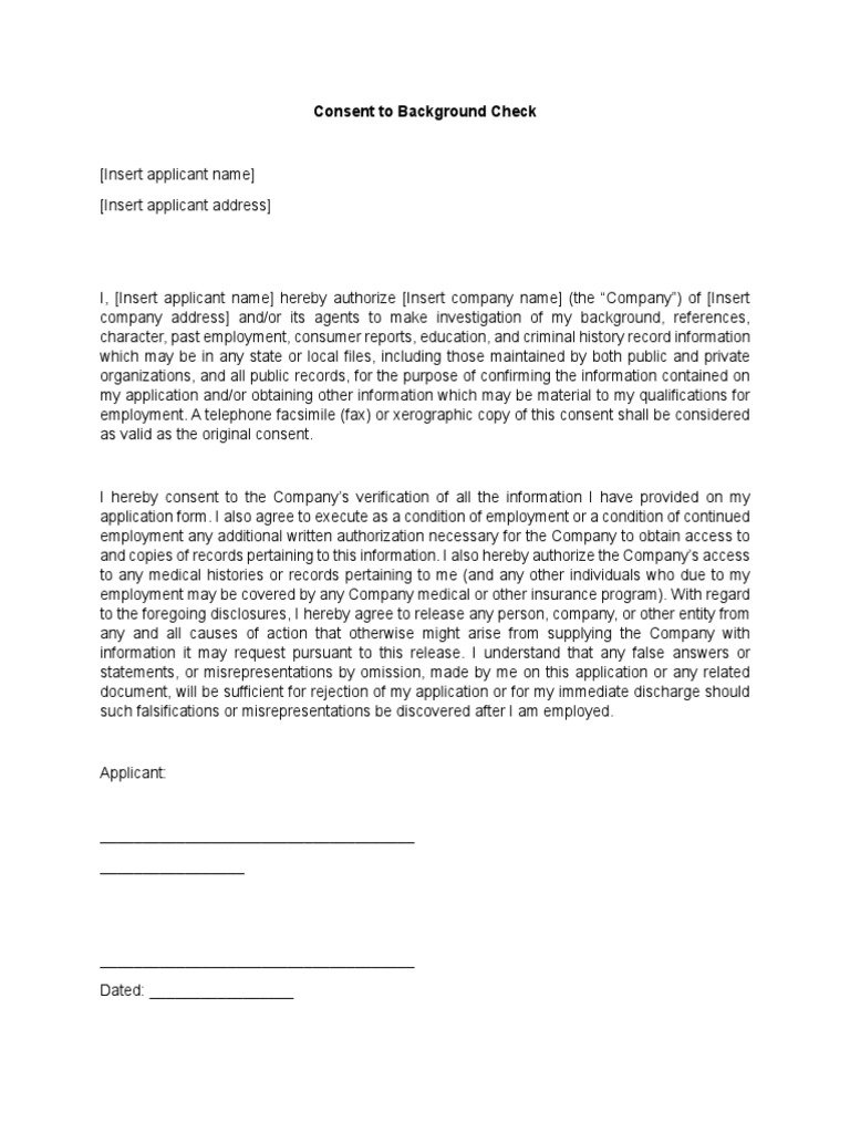 Background Check Consent Form | PDF