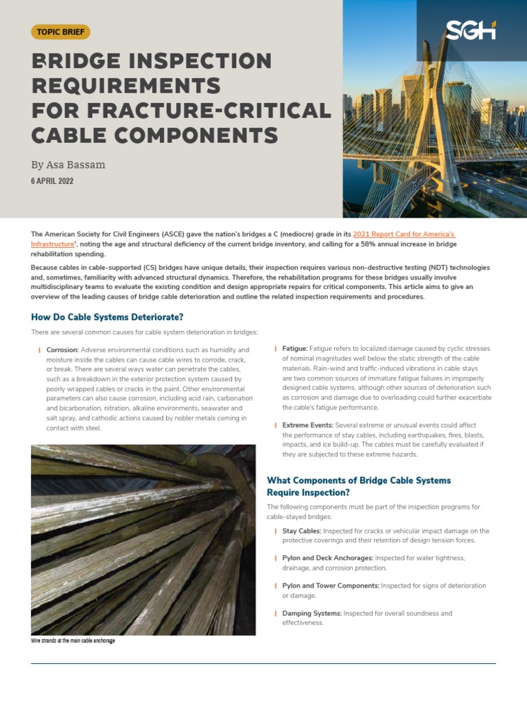 Topic Brief Bridge Inspection Requirements For Fracture Critical Cable ...