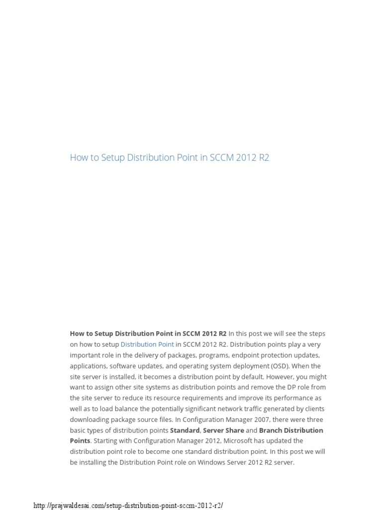 How To Setup Distribution Point in SCCM 2012 R2 | Download Free PDF | Internet Information ...
