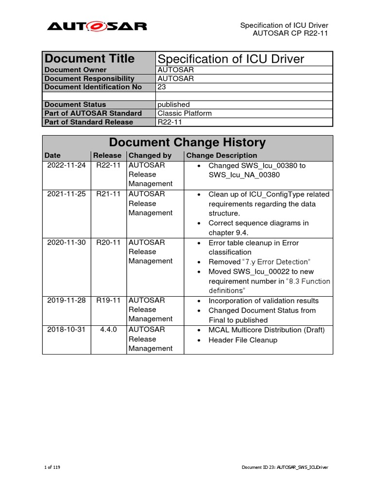 AUTOSAR SWS ICUDriver | PDF | Computer Science | Computing