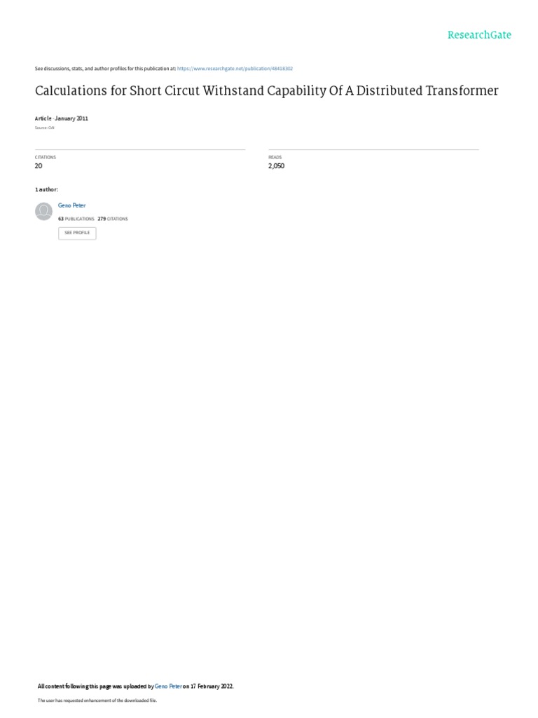 Short Circuit Withstand in Transformers | PDF | Transformer ...