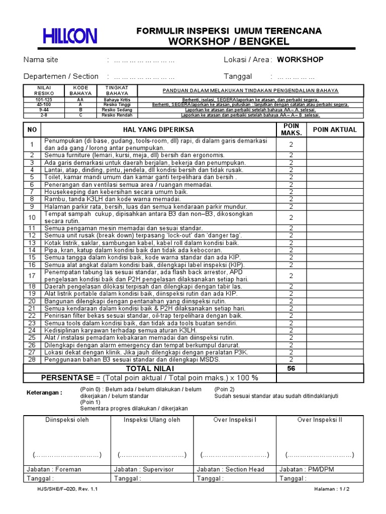 Form IUT Workshop Bengkel | PDF