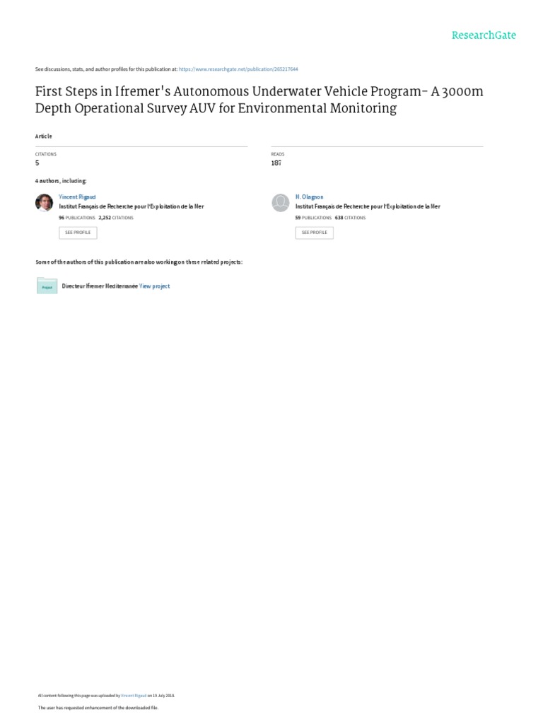 First Steps in Ifremers Autonomous Underwater Veh | PDF