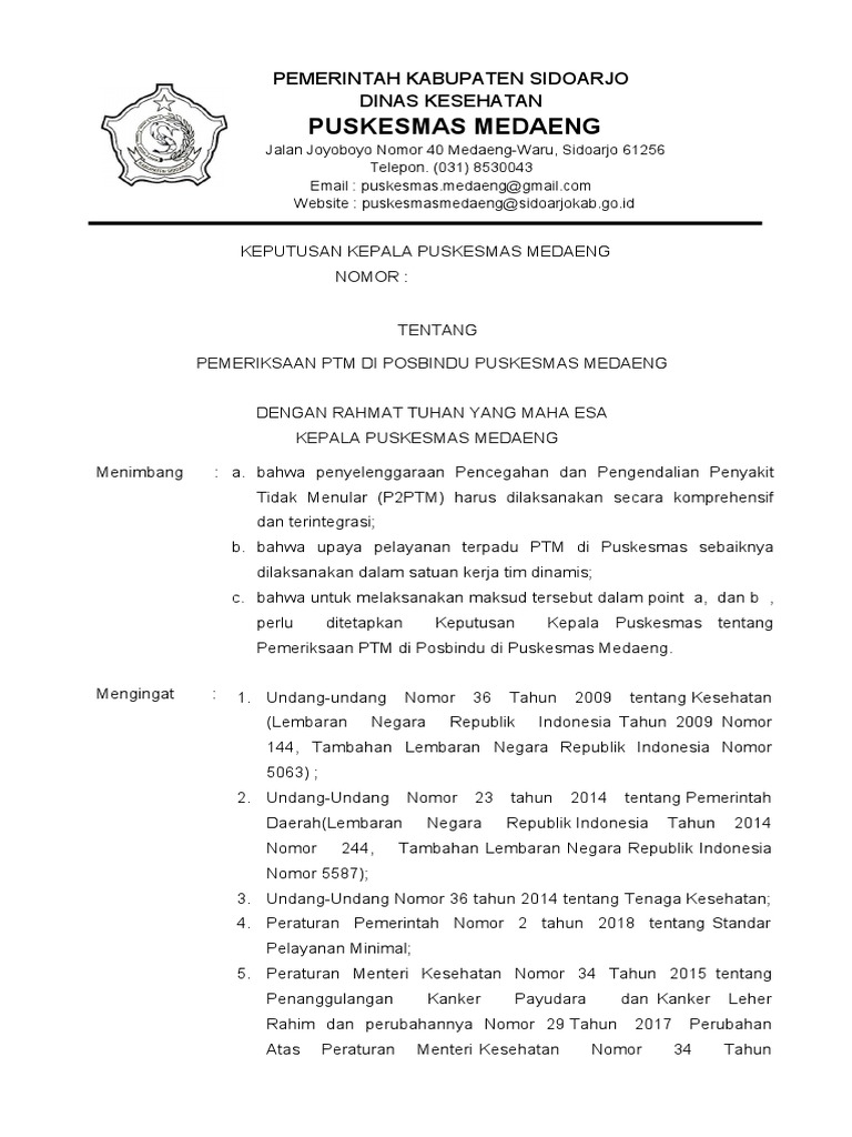 SK Pemeriksaan Posbindu PTM | PDF | Pengembangan Diri