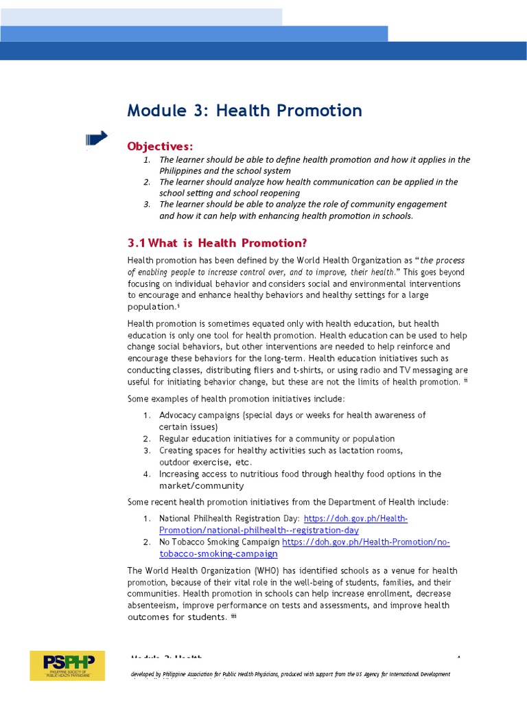 Module 3 Revised v2 For Students | PDF | Health Promotion | Public Health Module 3 Revised v2 For Students | PDF | Health Promotion | Public Health
