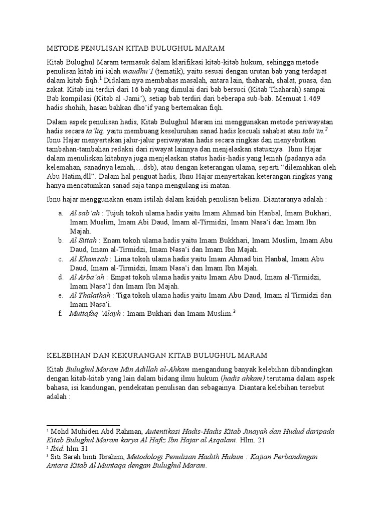Metode Dan Lebih Kurang Bulughul Maram | PDF