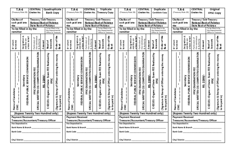 CSS Examination Fee Challan Form | PDF | Government | Service Industries