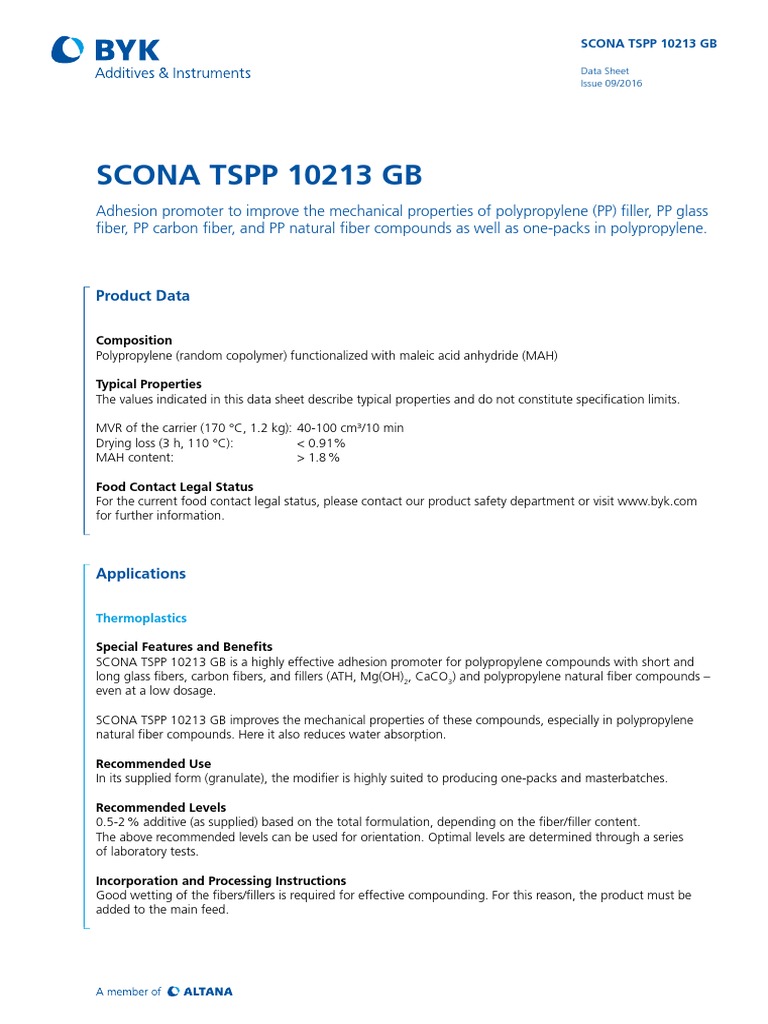Scona TSPP 10213 GB TDS (En) | PDF | Fibers | Materials