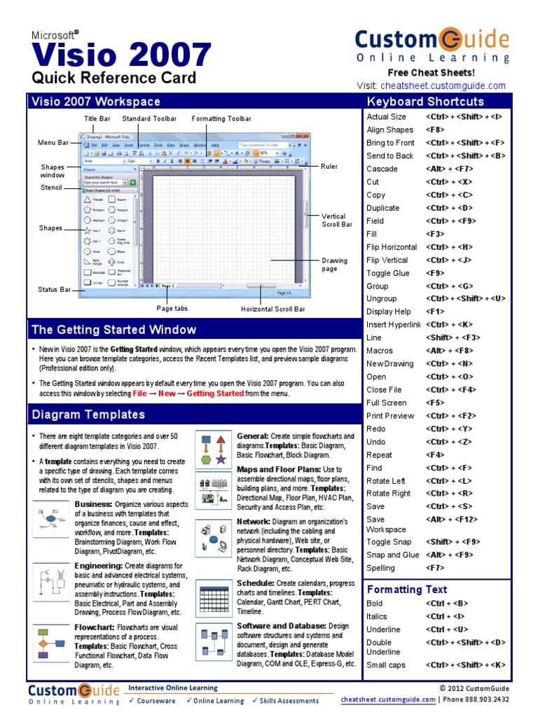 Visio Quick Reference 2007 | PDF | Button (Computing) | Window (Computing)