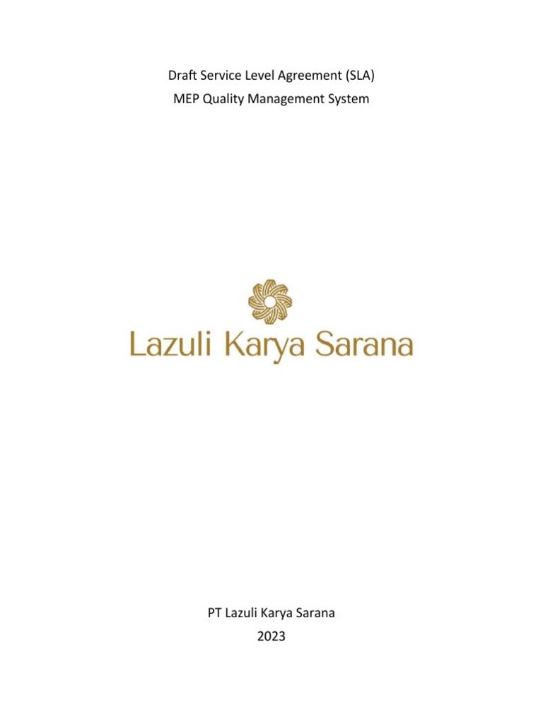 Draft Service Level Agreement MEP Quality Management System | PDF