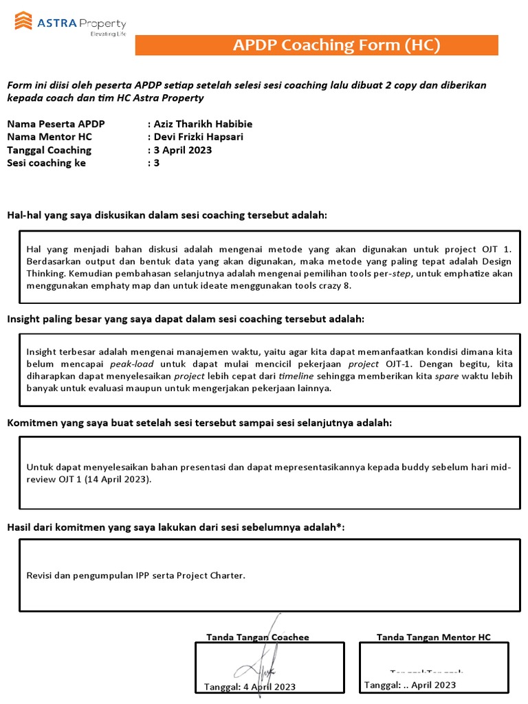 Formulir Coaching APDP | PDF