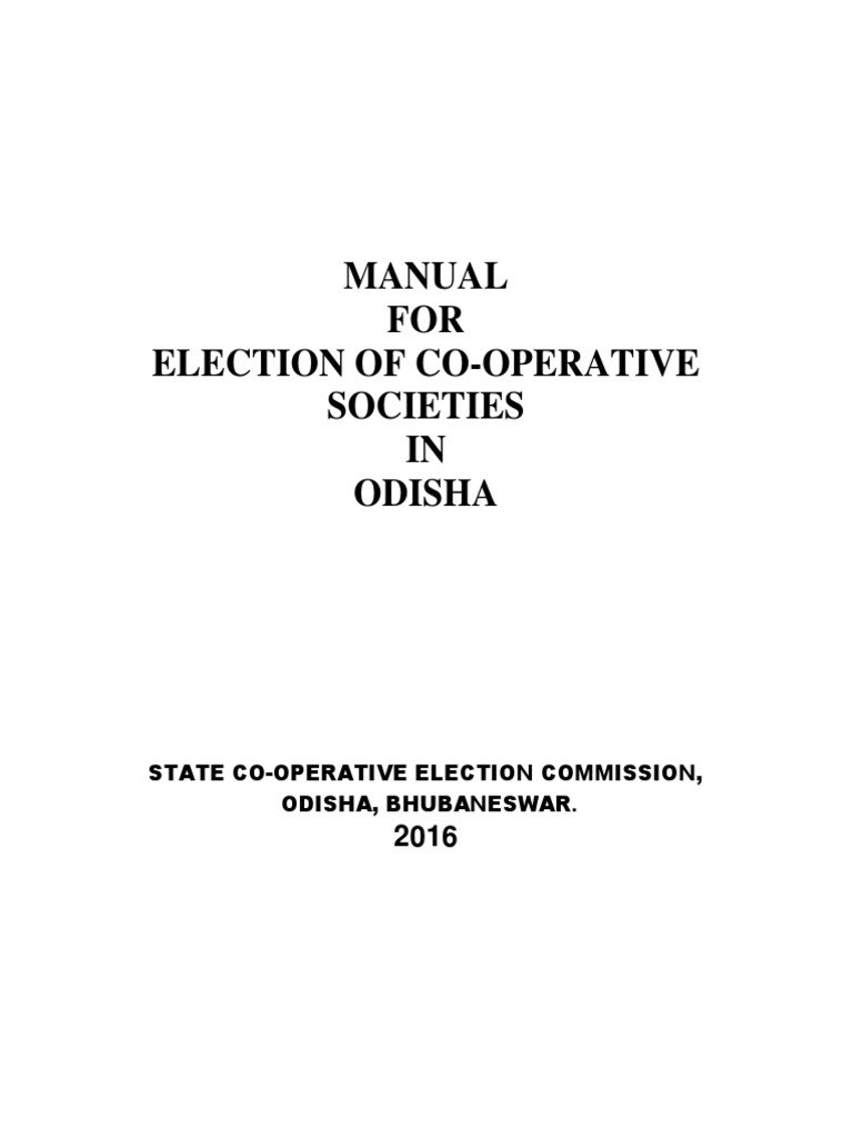 Manual For Election To The Cooperative Societies | PDF | Voting | Elections