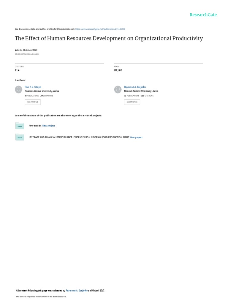 The Effect of Human Resources Development On Organisation | PDF | Human ...