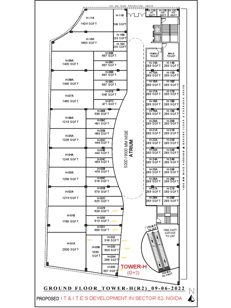 Ithum's 62 - Ground Floor - Revised Tower-H Layout (R2) - 09-06-2022 | PDF