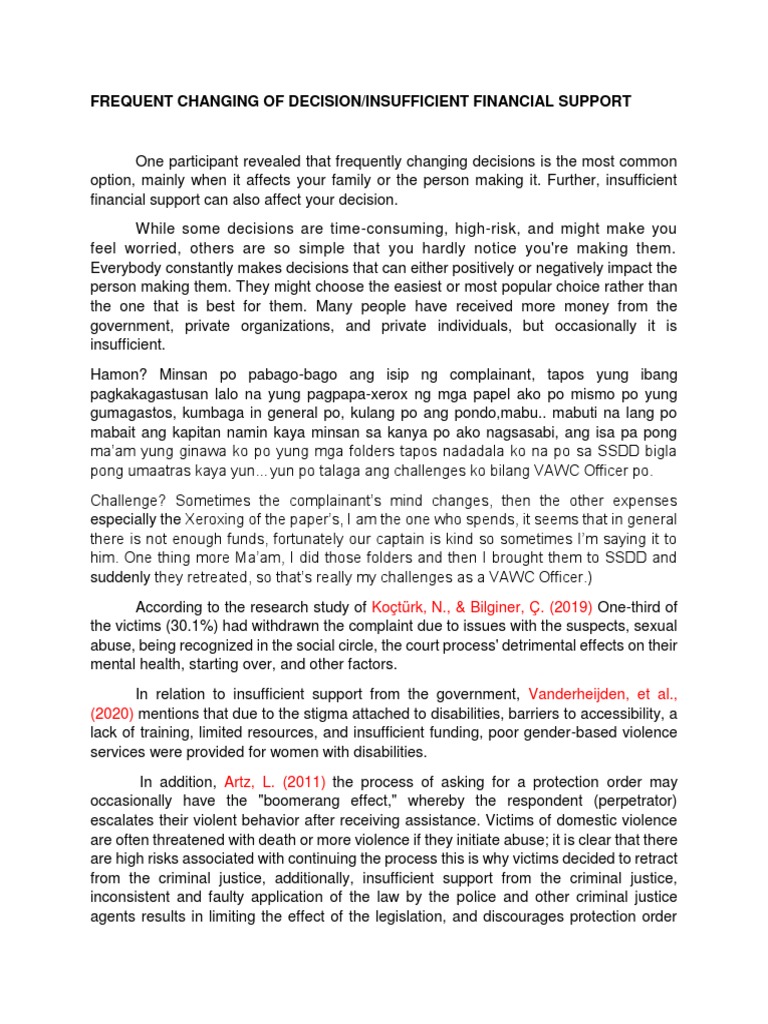 Frequent Changing of Decision and Insufficient Financial Support | PDF ...