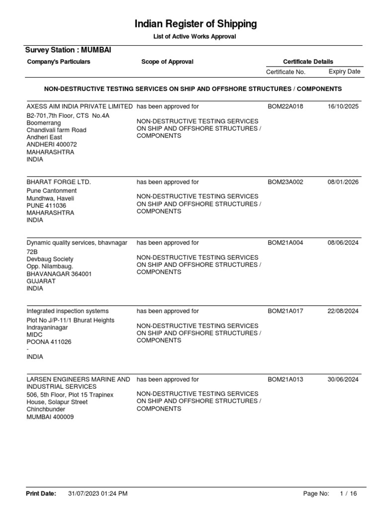 Irclass - Approved - NDT - Services | PDF | United Arab Emirates | Business