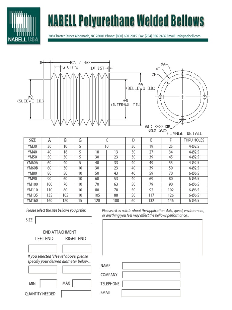 Polyurethane Welded Bellows Specs | PDF