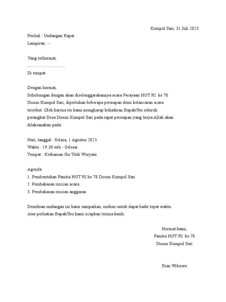 Undangan Agustusan | PDF