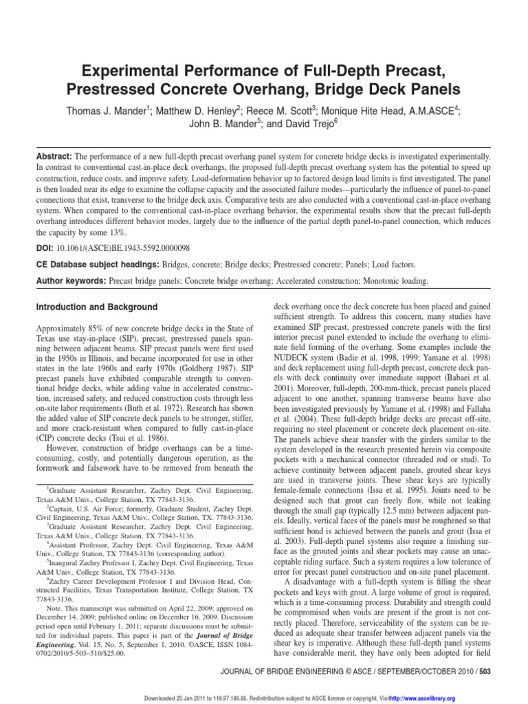Overhang Bridge Deck Panels | PDF | Precast Concrete | Concrete