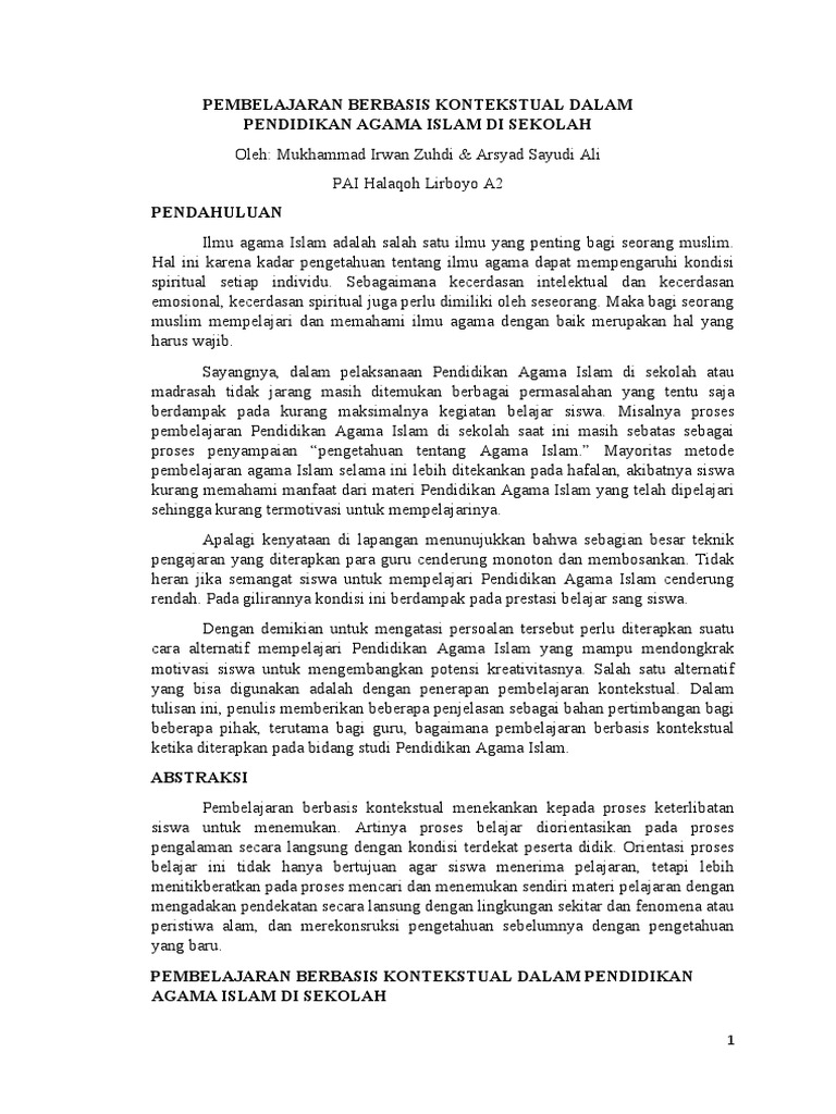 Pembelajaran Berbasis Kontekstual Dalam | PDF