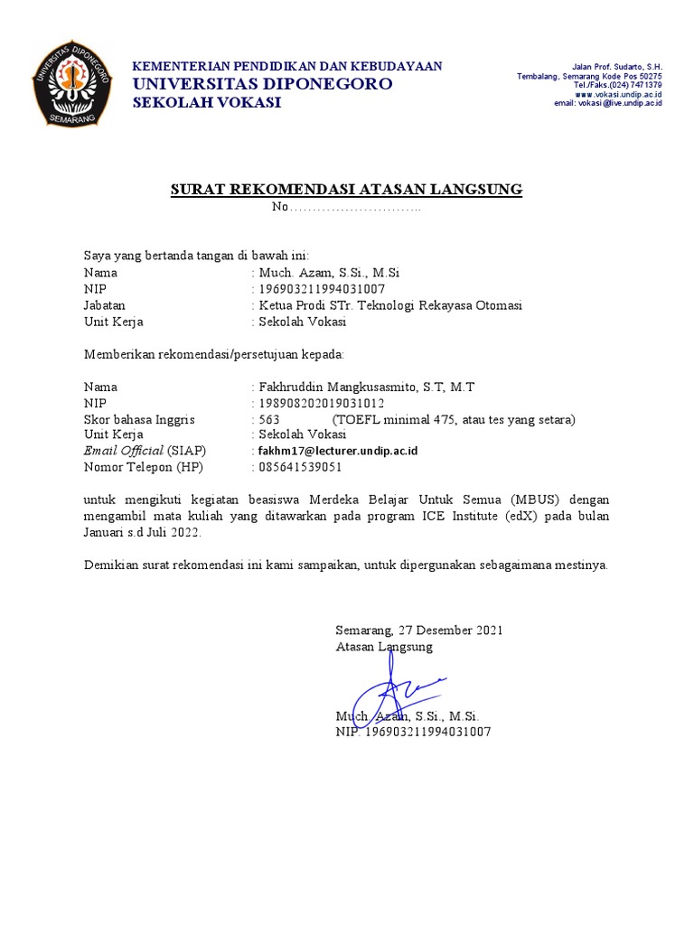 Rekomendasi Beasiswa MBUS | PDF