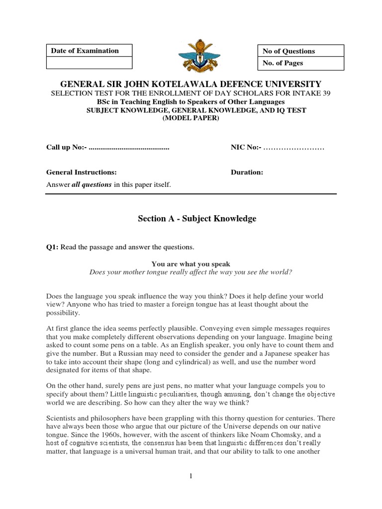 Subject Knowledge TESOL | PDF