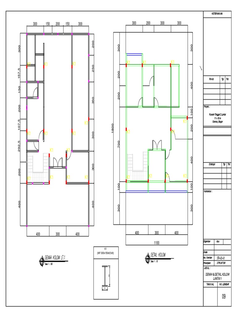 Denah Kolom Baja Rumah Bogor | PDF